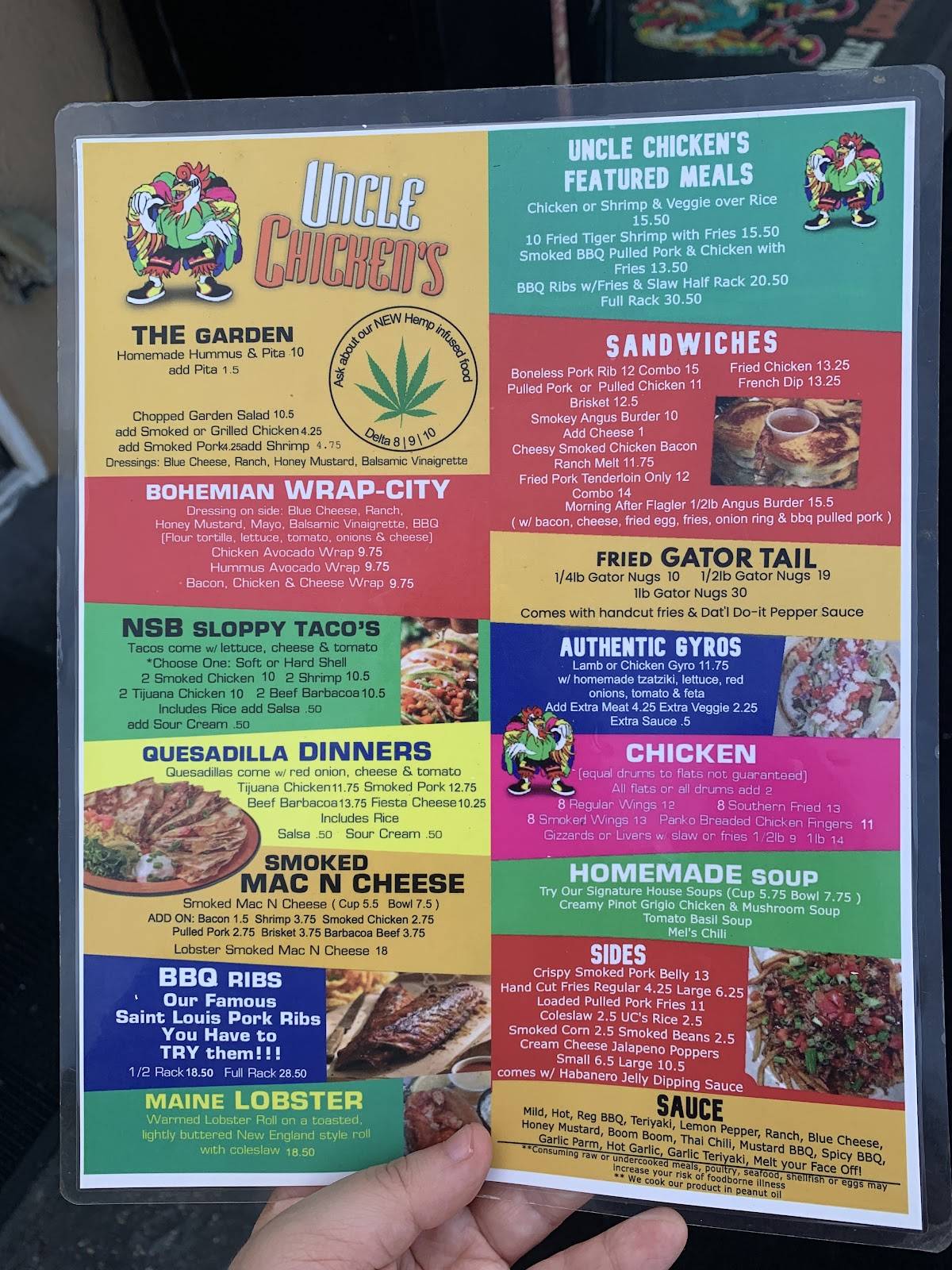 Menu at Uncle Chicken's BBQ, New Smyrna Beach