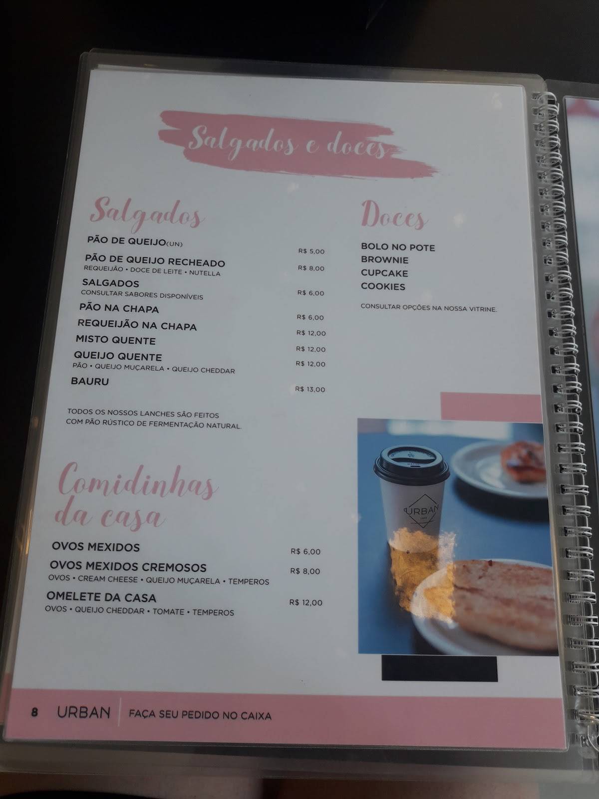 Menu em Urban Café, Presidente Prudente