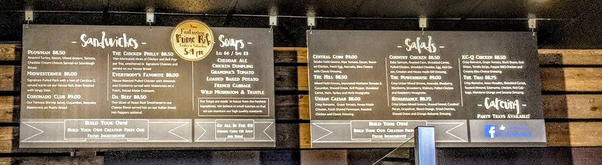 Menu at Urban Eats restaurant, DeWitt