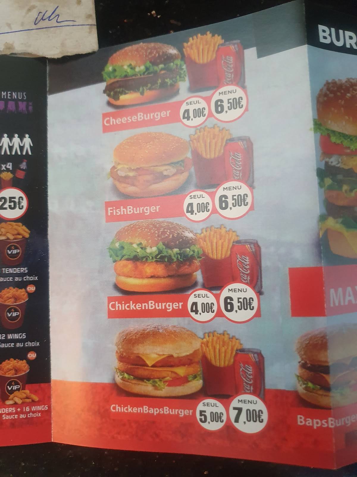 Menu at V.I.P FAST FOOD, Montréal-la-Cluse