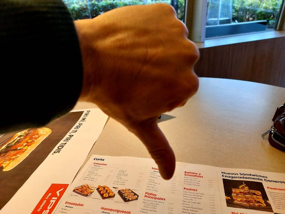Carta del restaurante VIPS, Madrid, Calle Arturo Soria