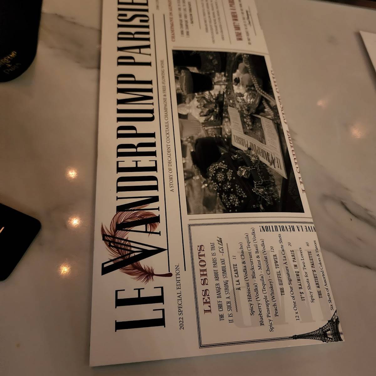 Menu at Vanderpump à Paris pub & bar, Las Vegas