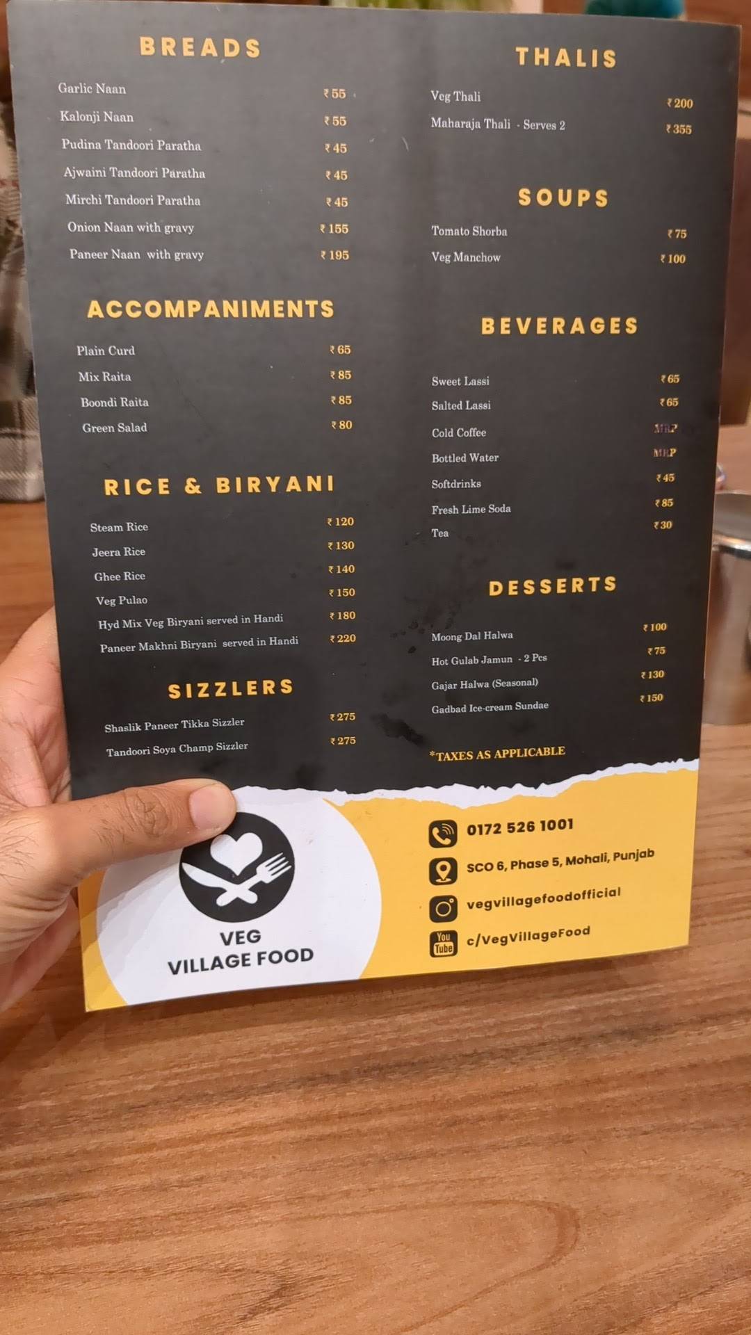 Menu at Veg Village Food, Chandigarh