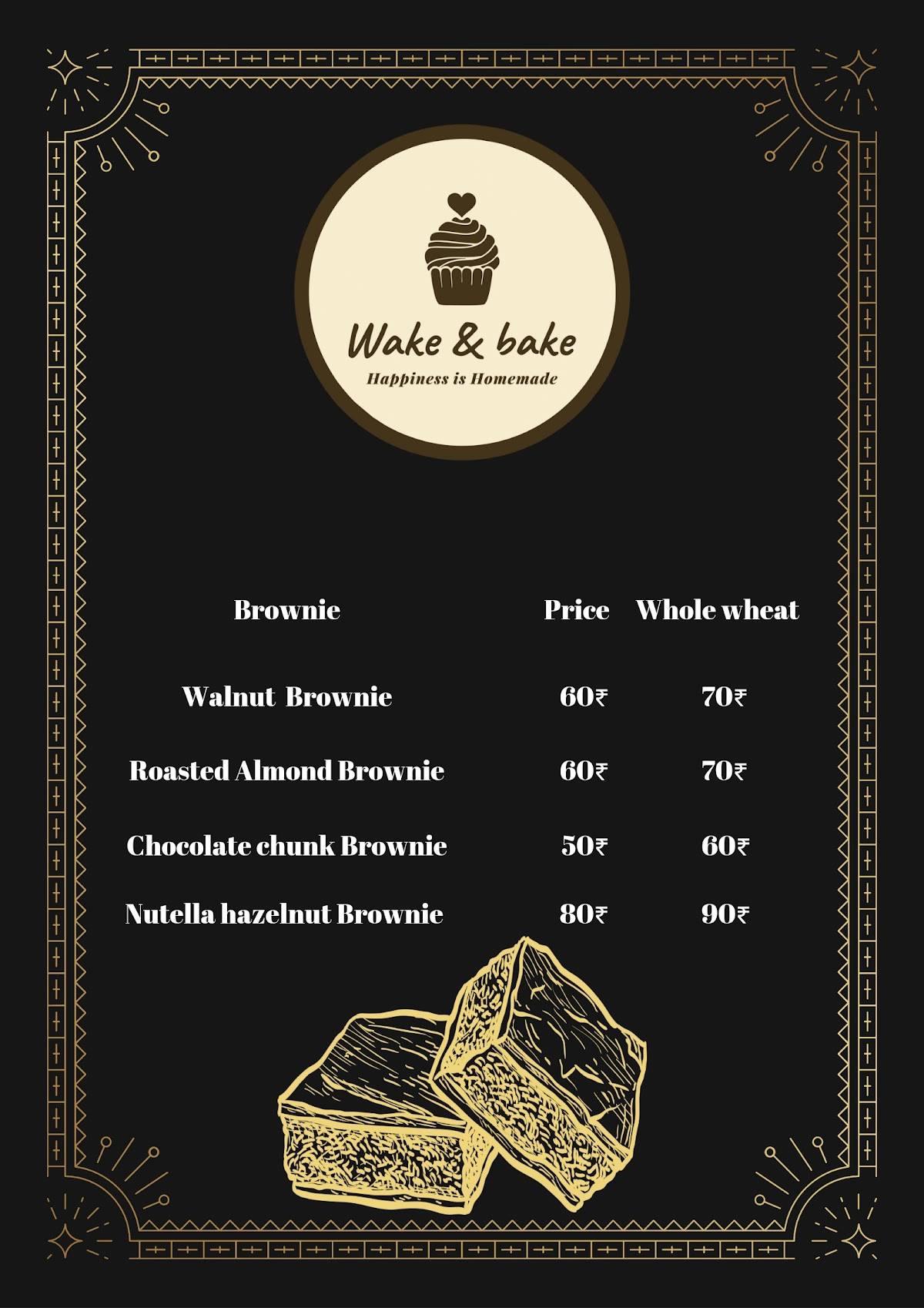 Menu at Wake&bake, Ahmedabad