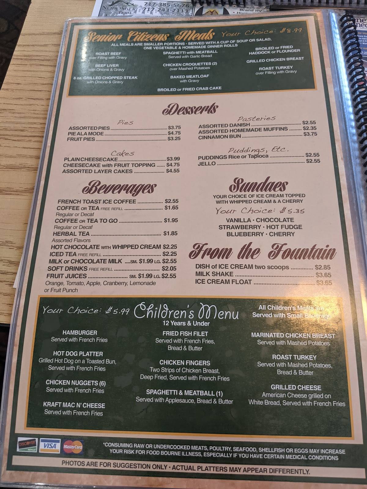 Menu at Walnut Bottom Diner restaurant, Carlisle