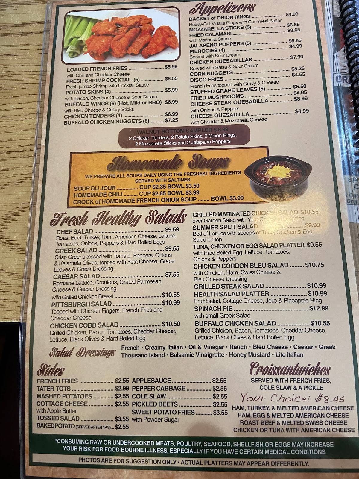 Menu at Walnut Bottom Diner restaurant, Carlisle