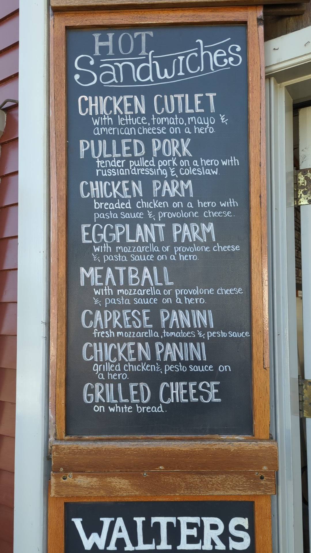 Menu at Walter's Deli restaurant, Nantucket
