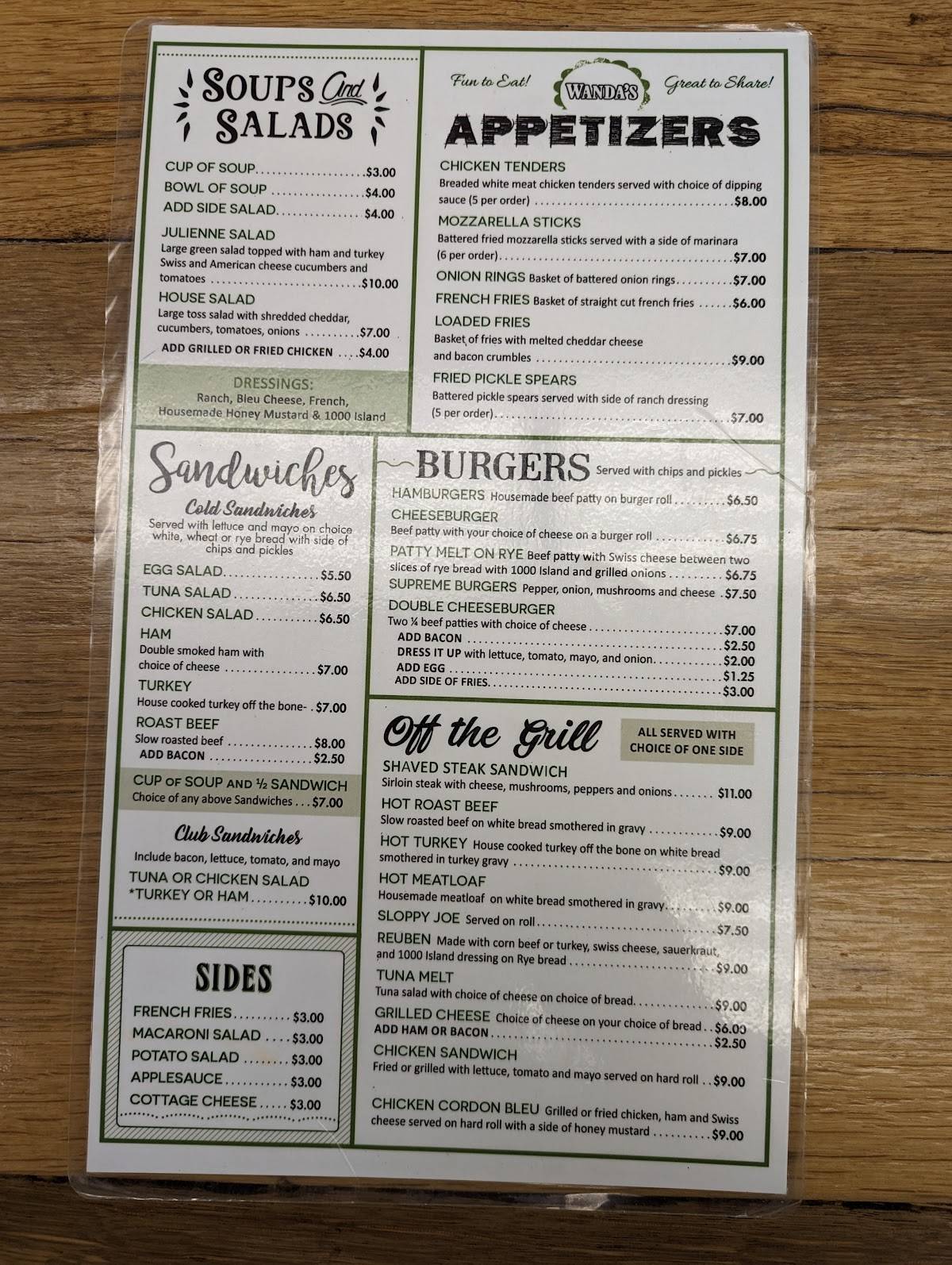 Menu at Wanda's Family Restaurant, Livonia