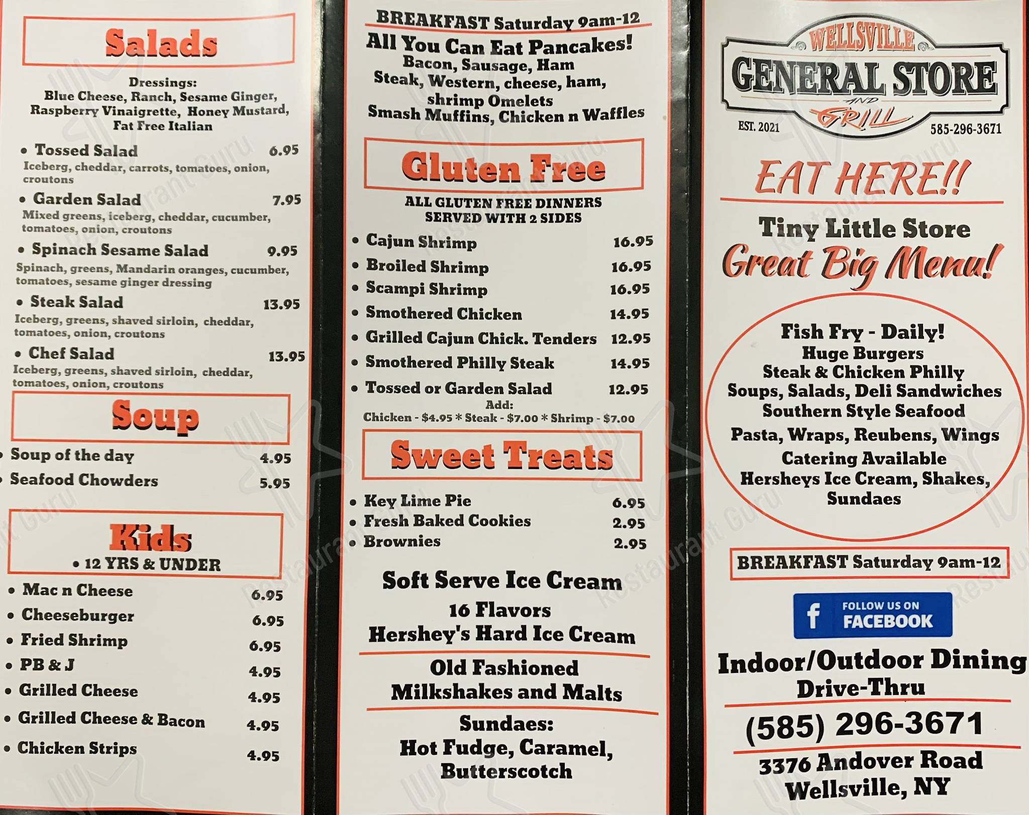 Menu at Wellsville General Store and Grill restaurant, Wellsville