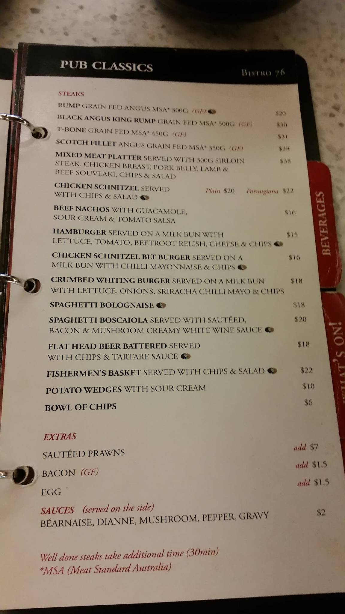 Menu at Colonial Hotel pub & bar, Werrington