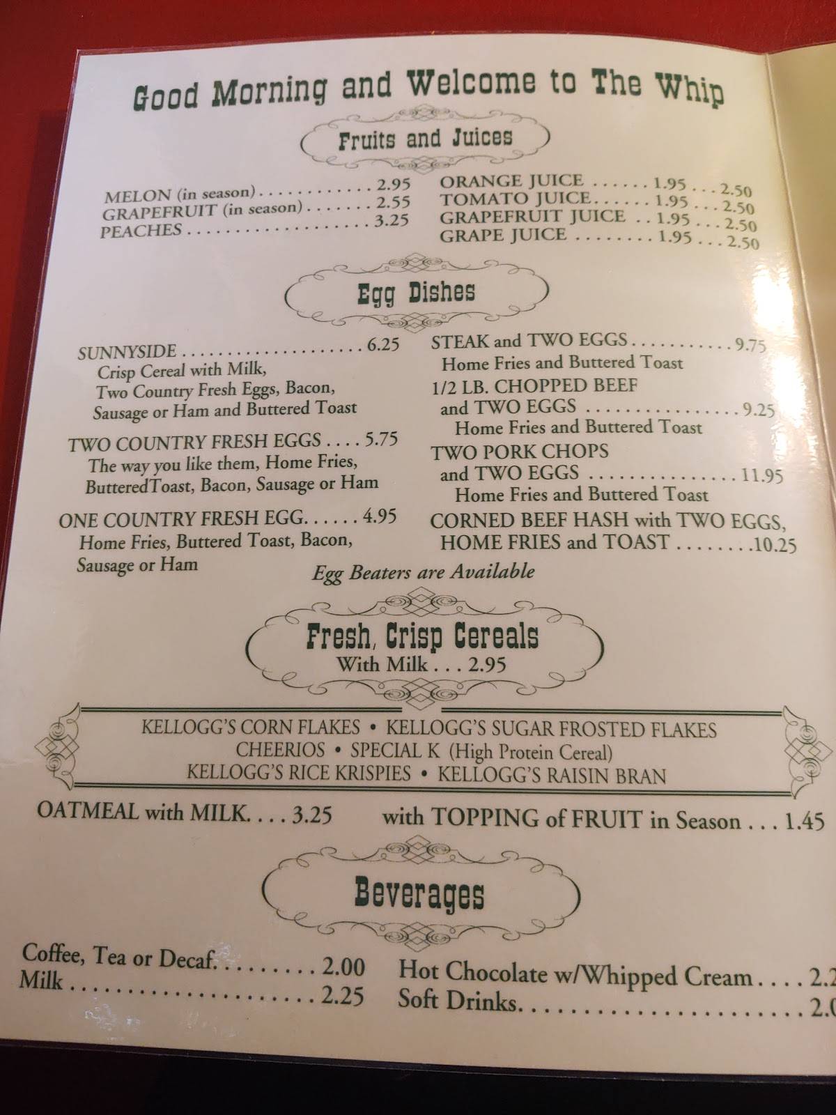 Menu at Whip Coffee Shop cafe, Parma Heights, Pearl Rd