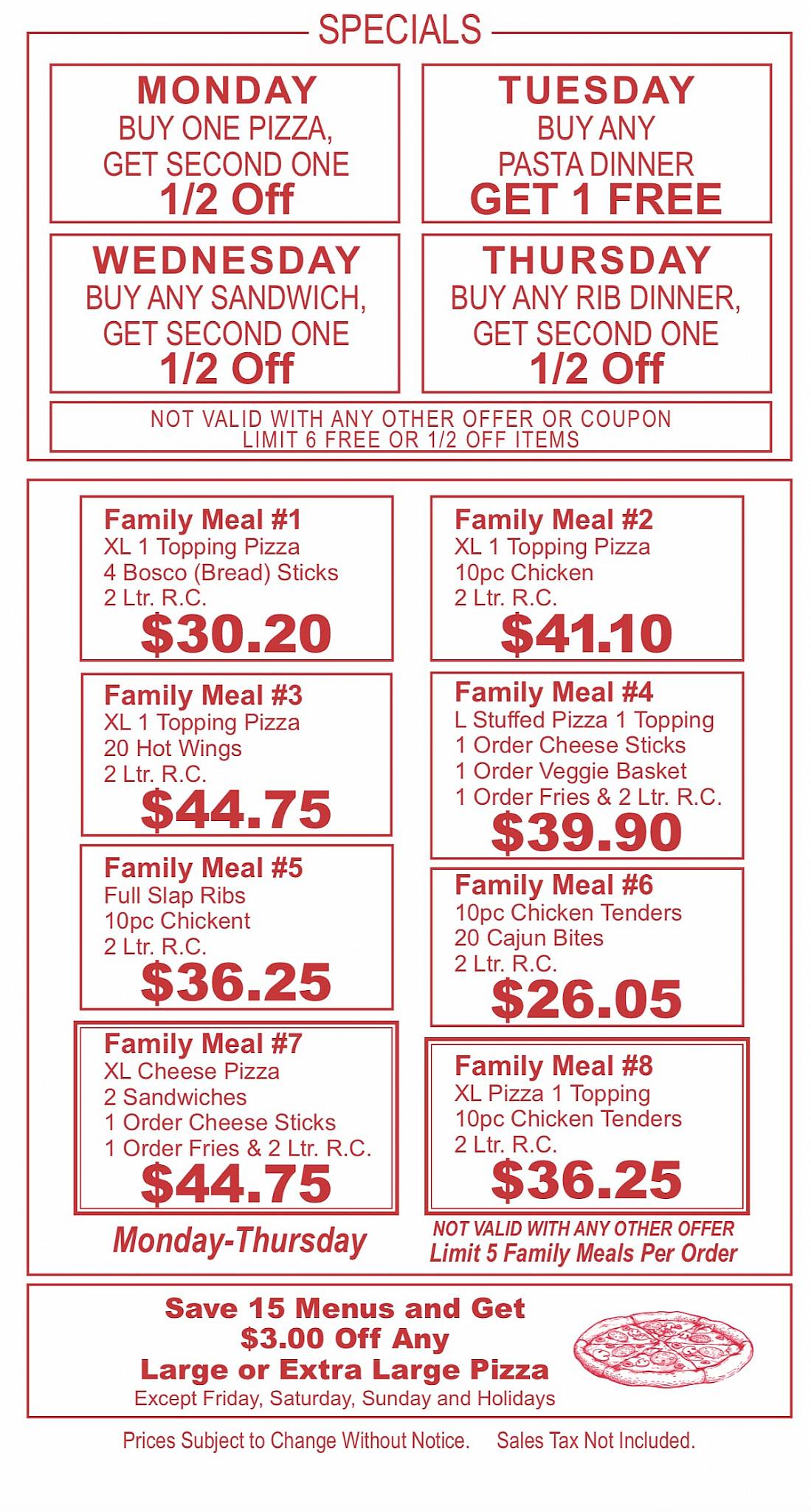 Menu at Capri's Pizza Of Whiting pizzeria, Whiting
