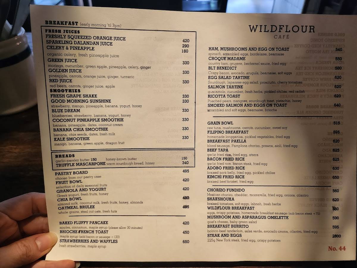 Menu at Wildflour Restaurant - BGC, Taguig, Ground Floor Six/NEO 4th Avenue