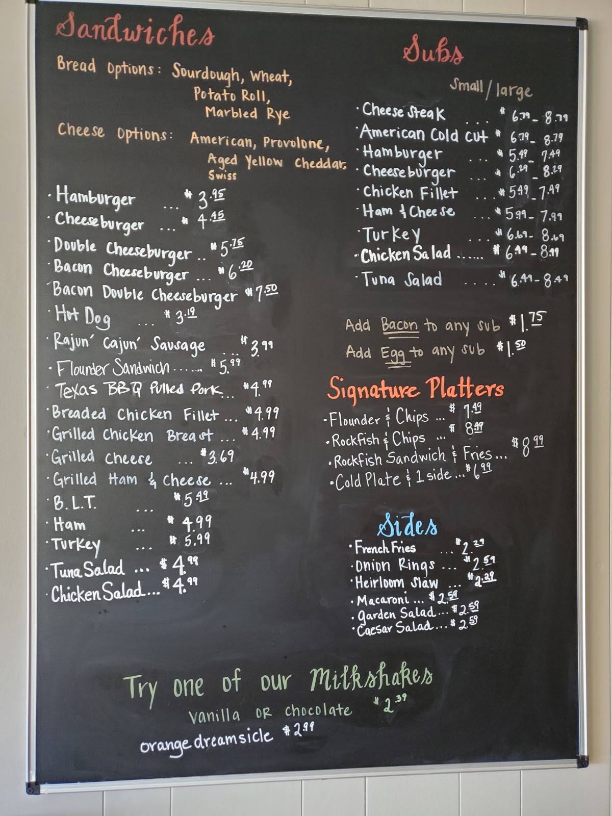 Menu at Wolff's Sandwich Shoppe restaurant, Atlantic