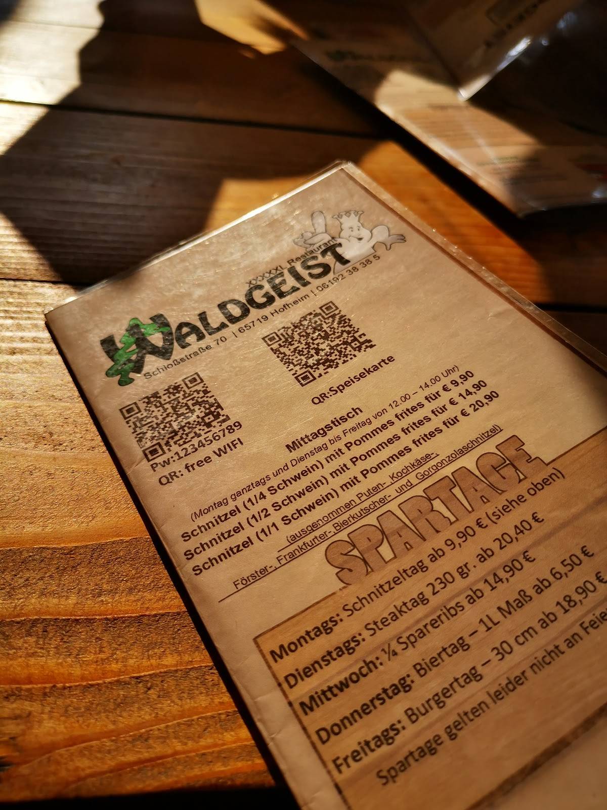 Speisekarte von XXL Restaurant Waldgeist Hofheim am Taunus, Hofheim am ...