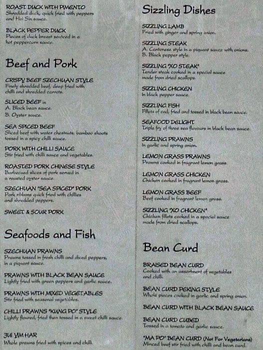 Menu at Xian restaurant, Orpington, 324 High St.