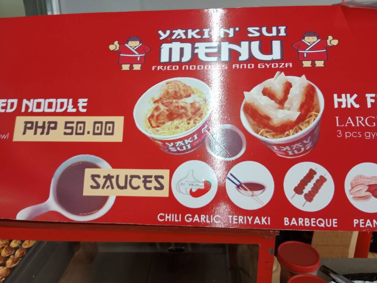 Menu at Yaki N Sui Kiosk restaurant, Dumaguete