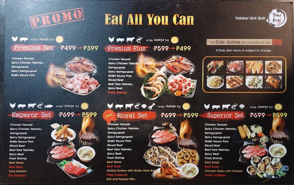 Menu at Yakikai Unli Grill restaurant, Quezon City