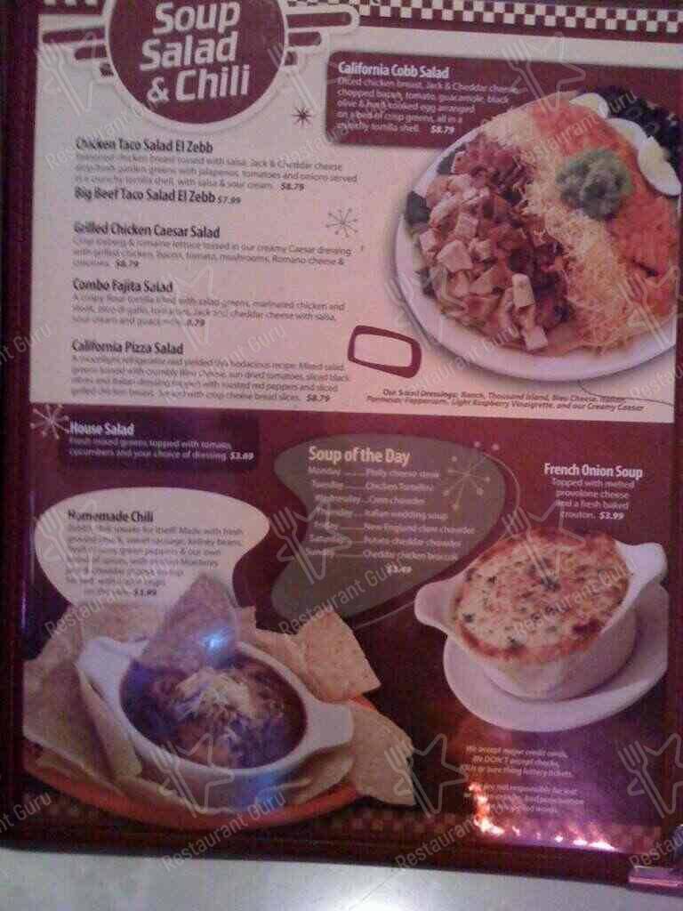 Menu at Zebb's Deluxe Grill & Bar, Mattydale