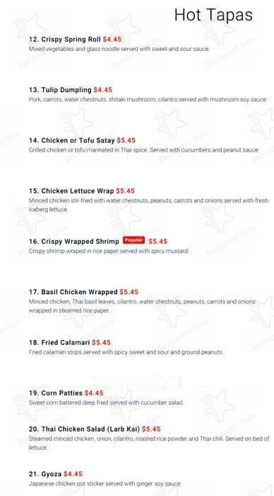 Menu at Zenna Thai & Japanese Restaurant, Plano, N Central Expy