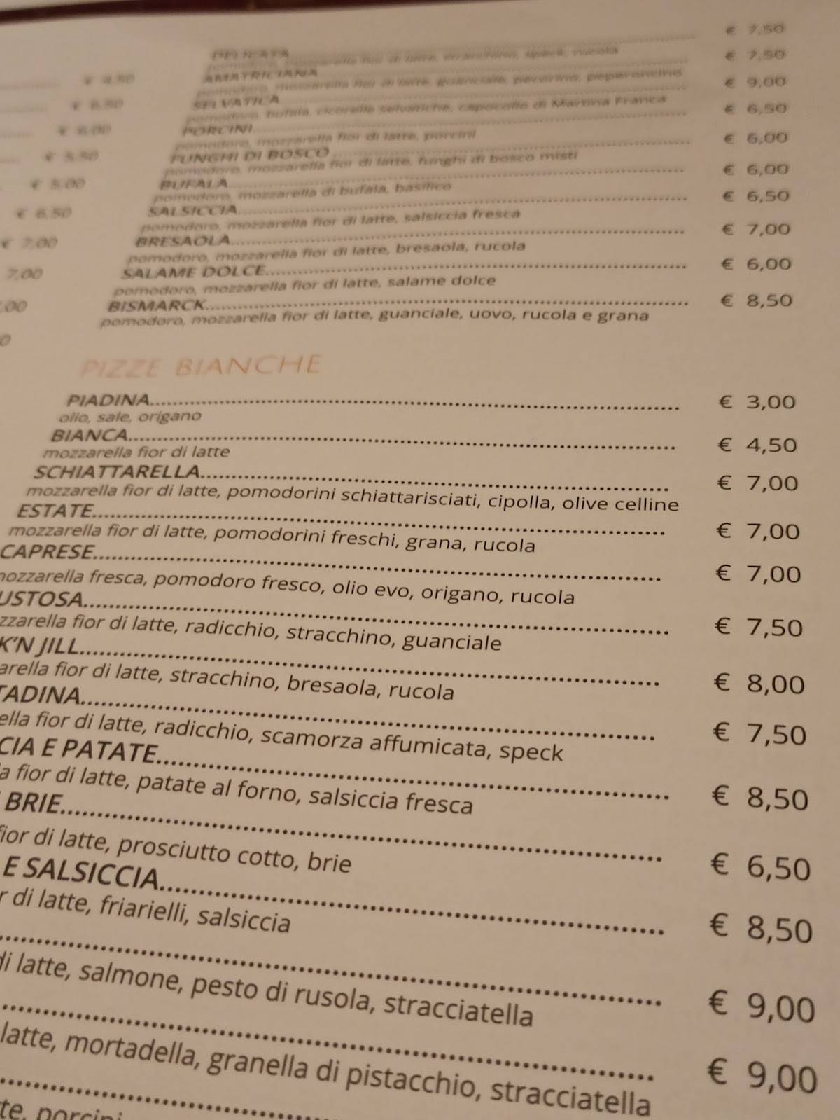 Menu da Zona Franca Pub, Galatina