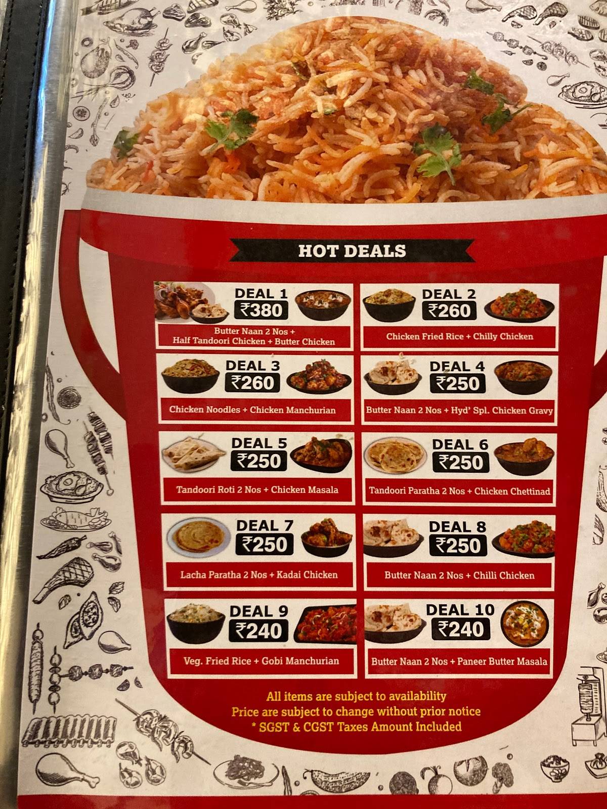 Menu at SS Hyderabad Biryani, Nungambakkam, Chennai, No: 109