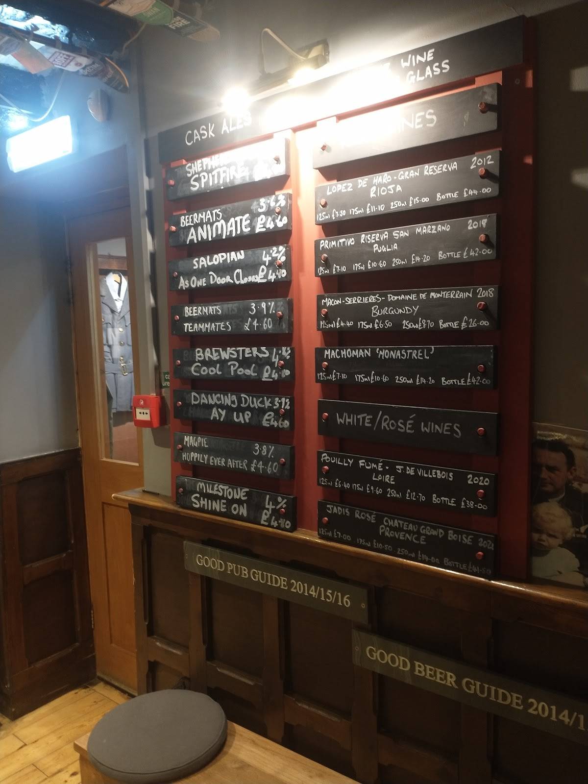 Menu at the Dambusters Inn pub & bar, Scampton