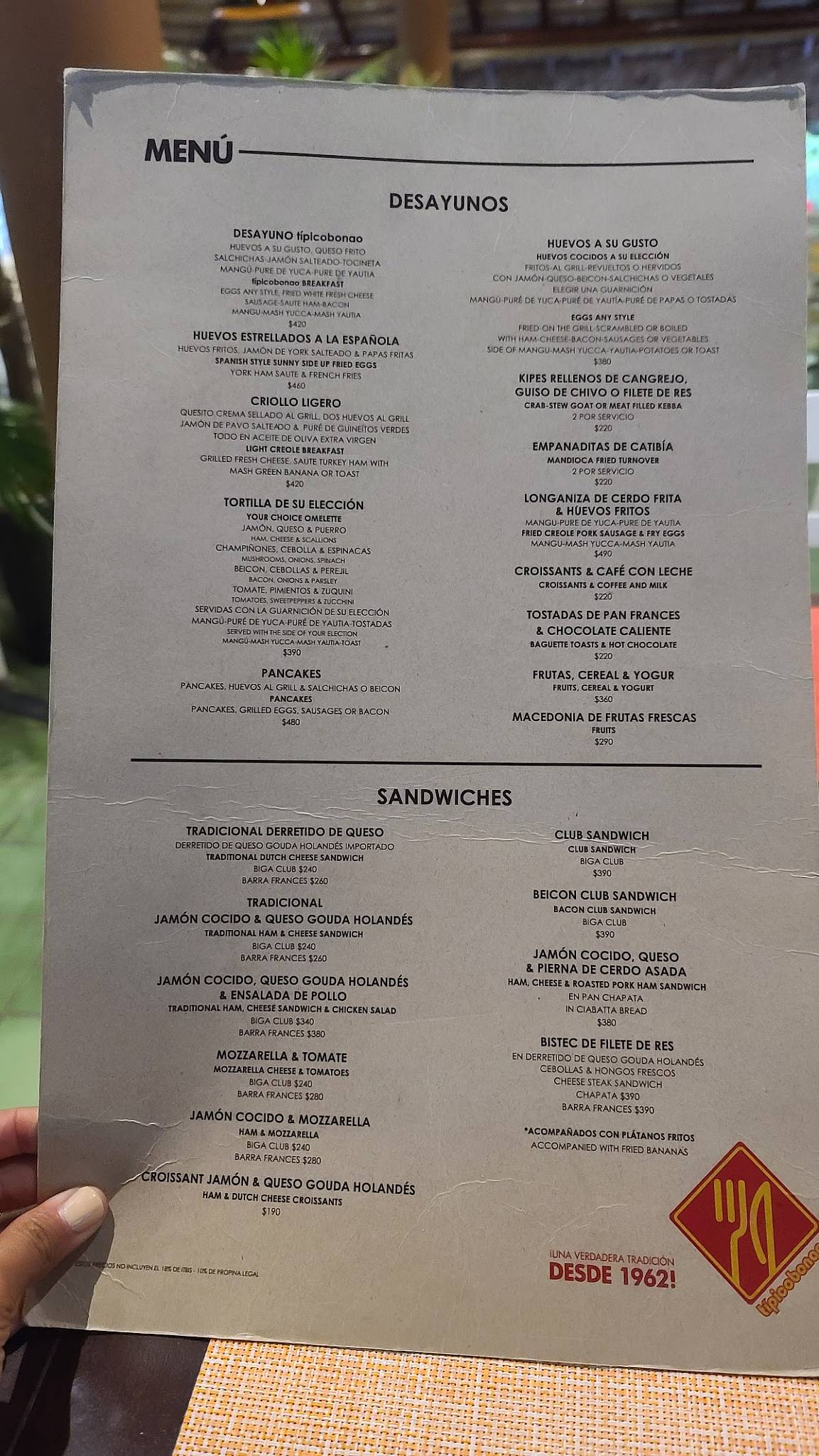 Menu at típicobonao (Bonao Sur) restaurant, Bonao