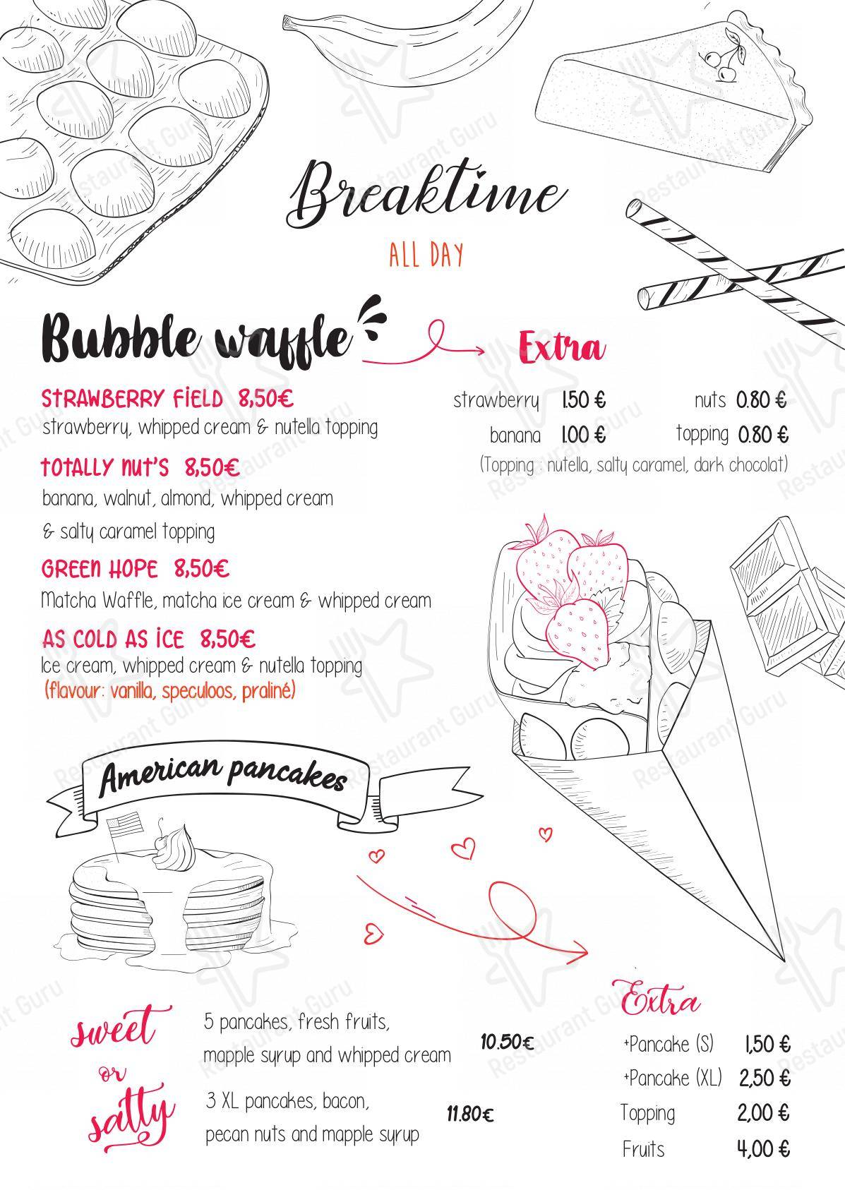 Menu at Cup 28°., Brussels, Rue du Bailli 34