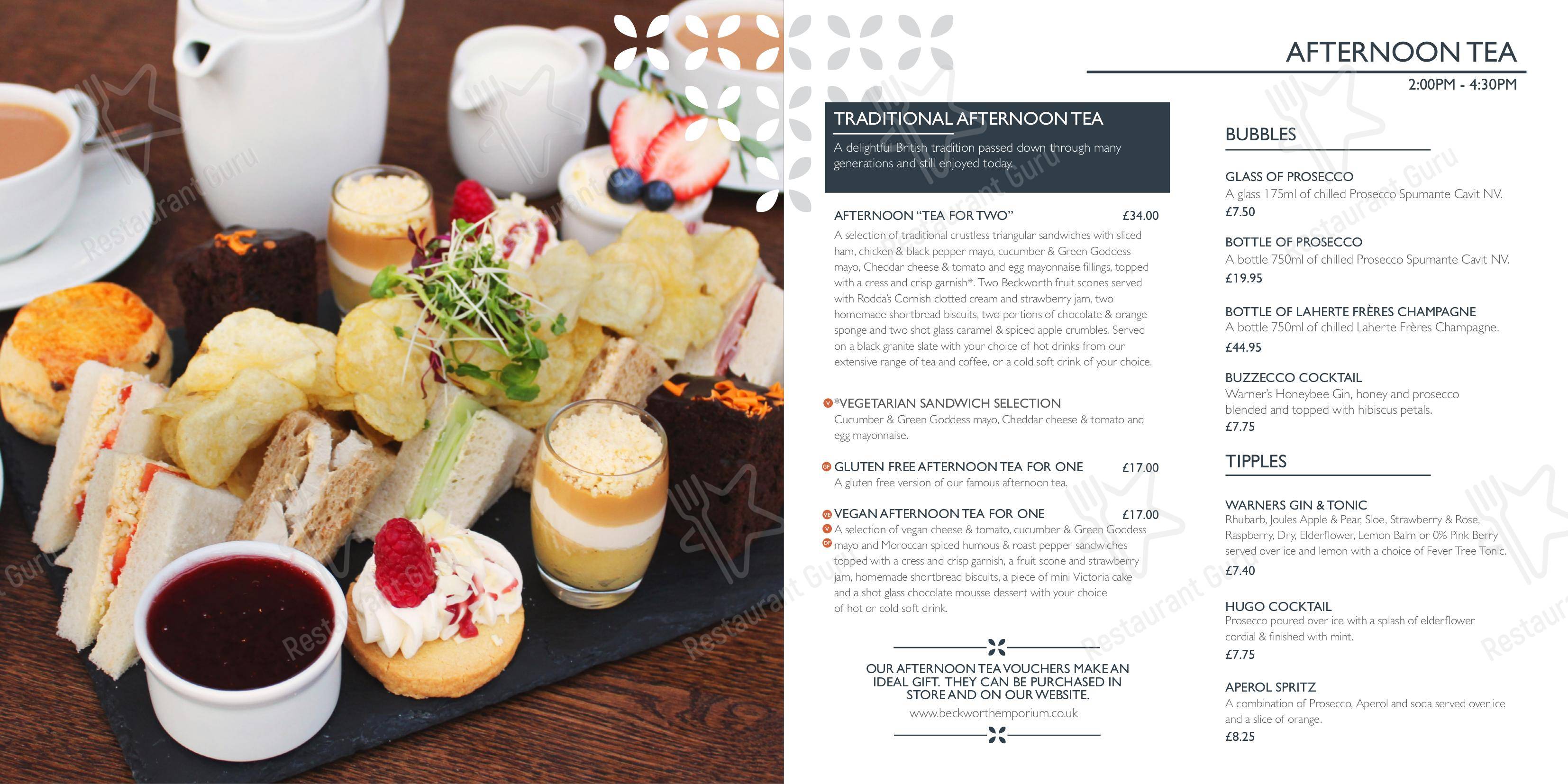 Menu at Beckworth Emporium cafe, Mears Ashby