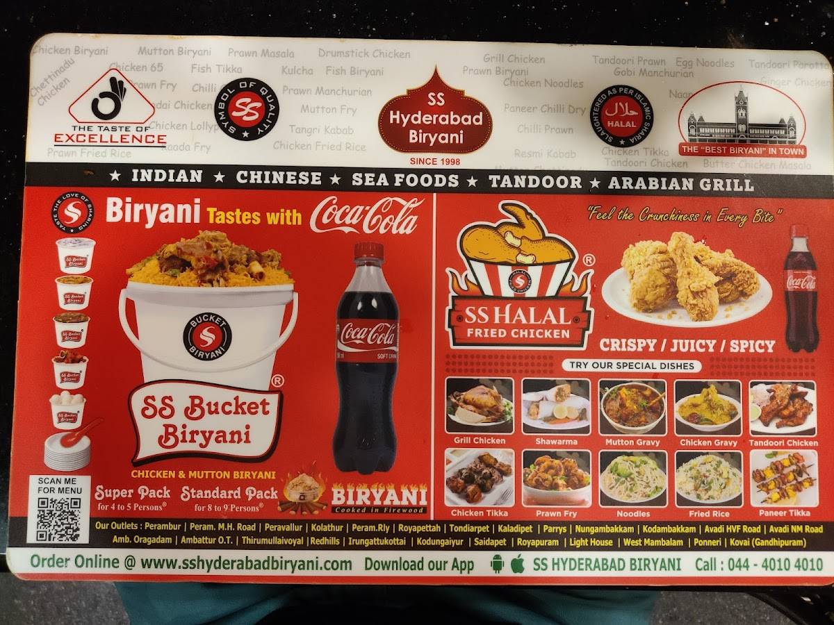 Menu at SS Hyderabad Biryani, Nungambakkam, Chennai, No: 109