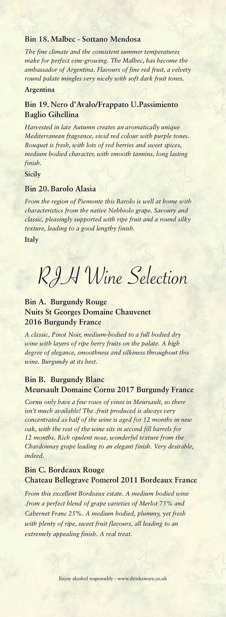 Menu at The Raj Restaurant, Kettering