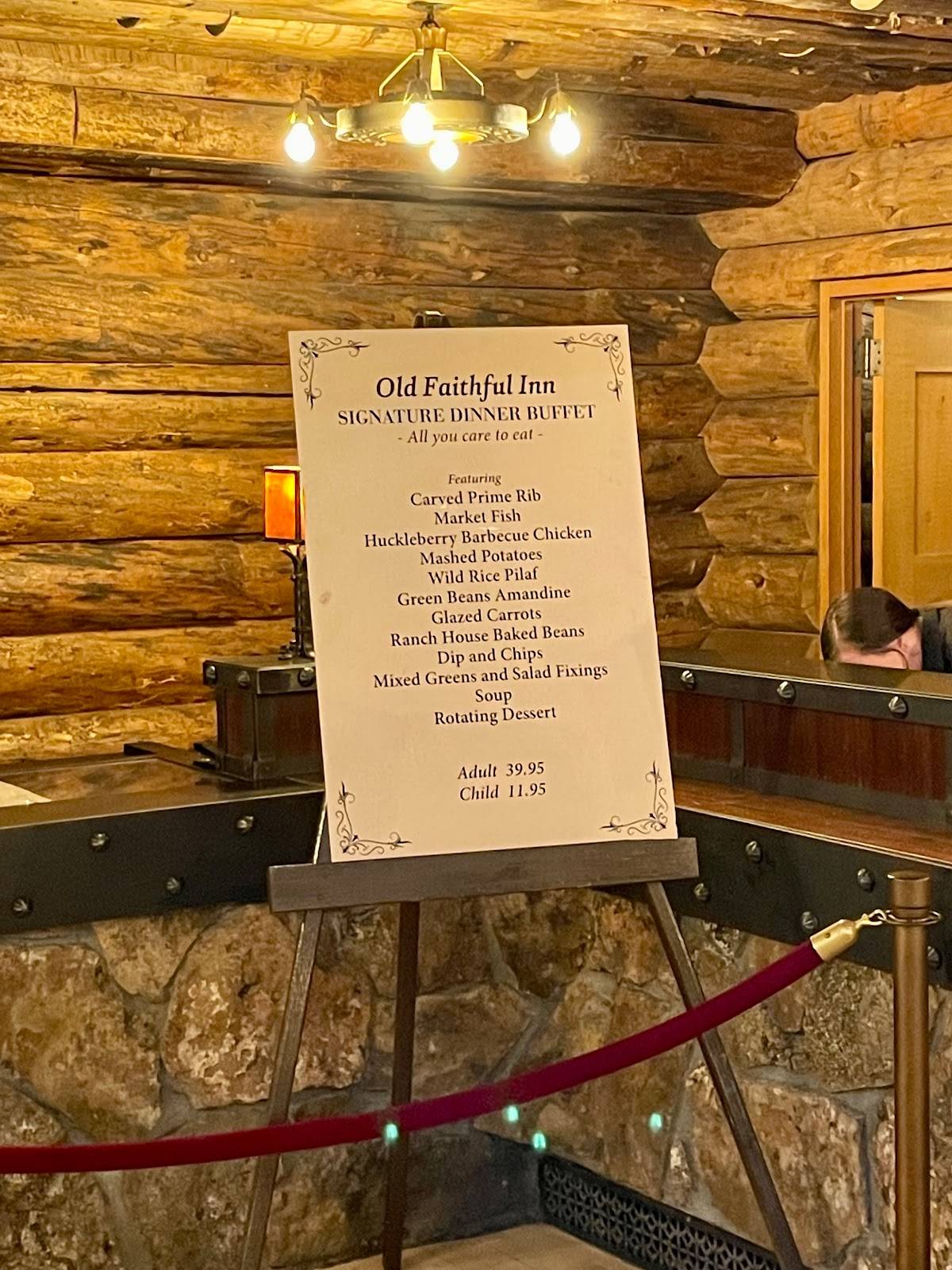 Menu at Old Faithful Inn Dining Room restaurant, USA, Old Faithful Rd