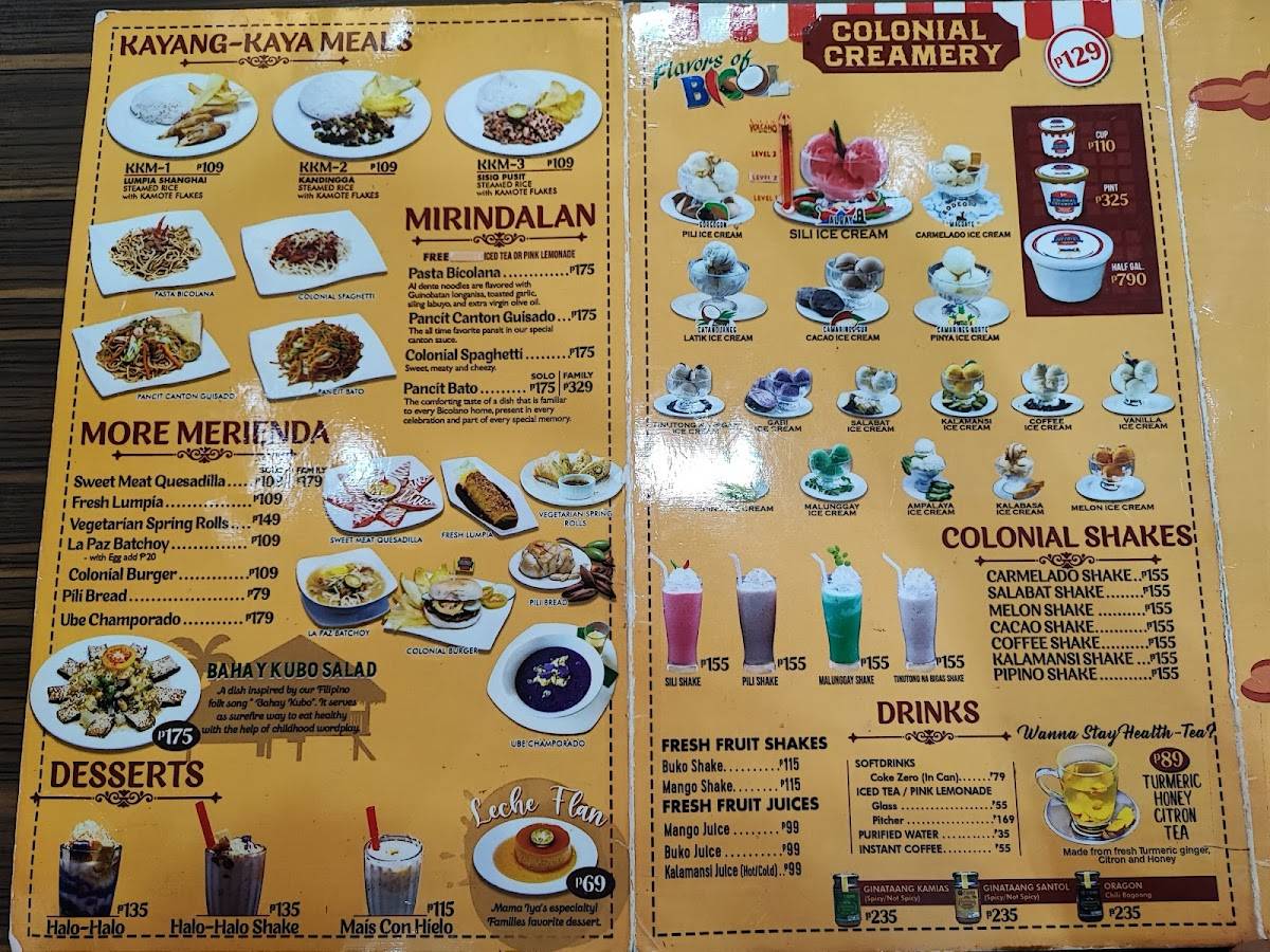 Menu at 1st Colonial Grill restaurant, Legazpi City, 4QW2+62M