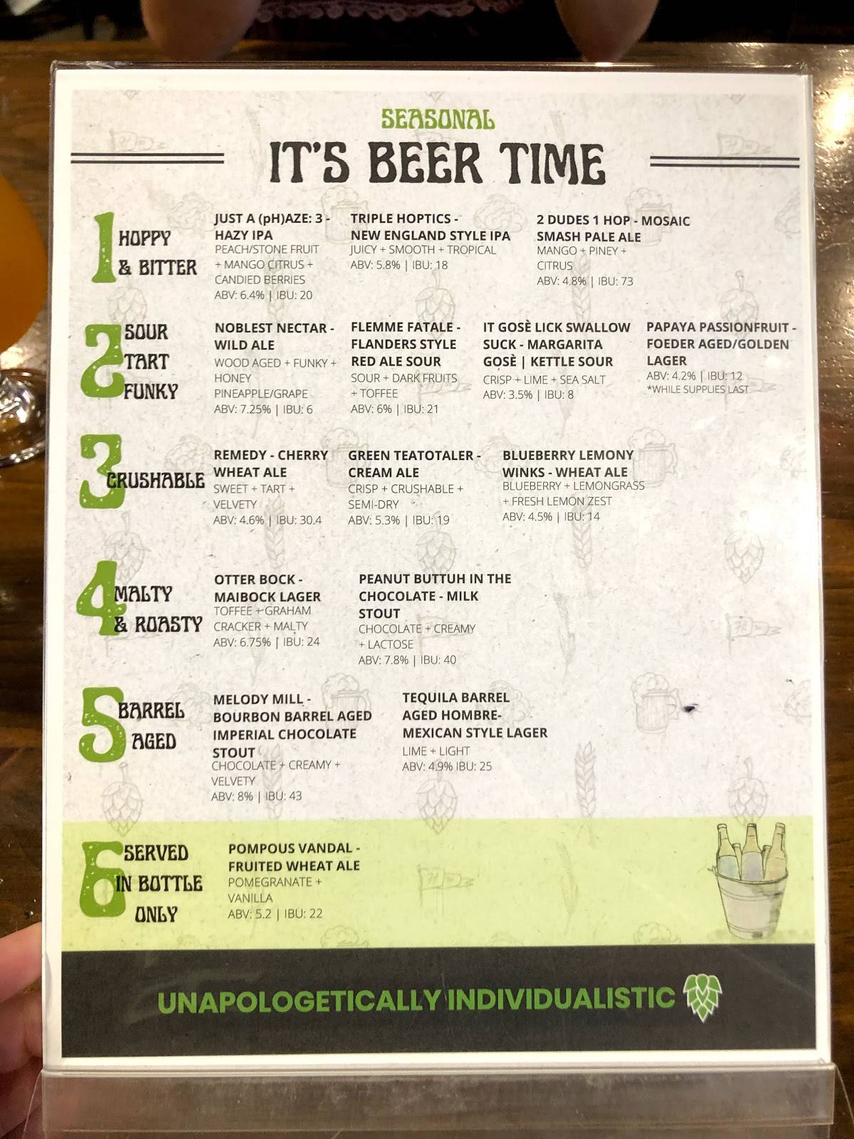 Menu at 7 Hills Brewing Company pub & bar, Dubuque
