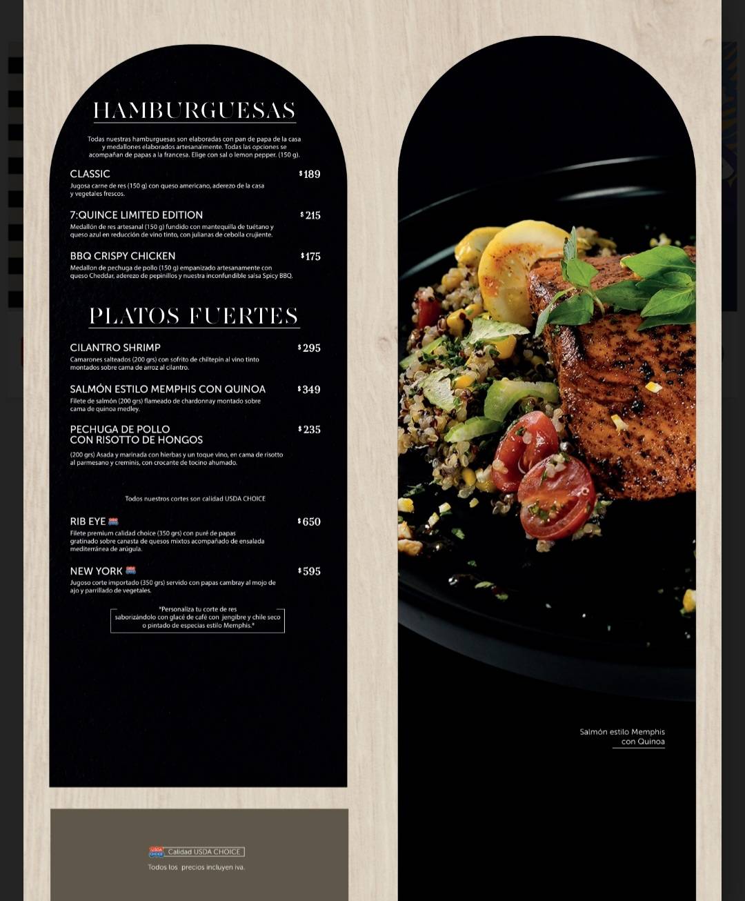 Carta de 7:Quince Rooftop Bar & Kitchen, Villahermosa