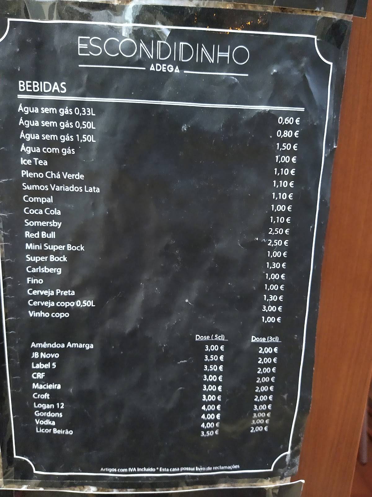 Menu em Adega Regional Escondidinho restaurante, Mondim de Basto