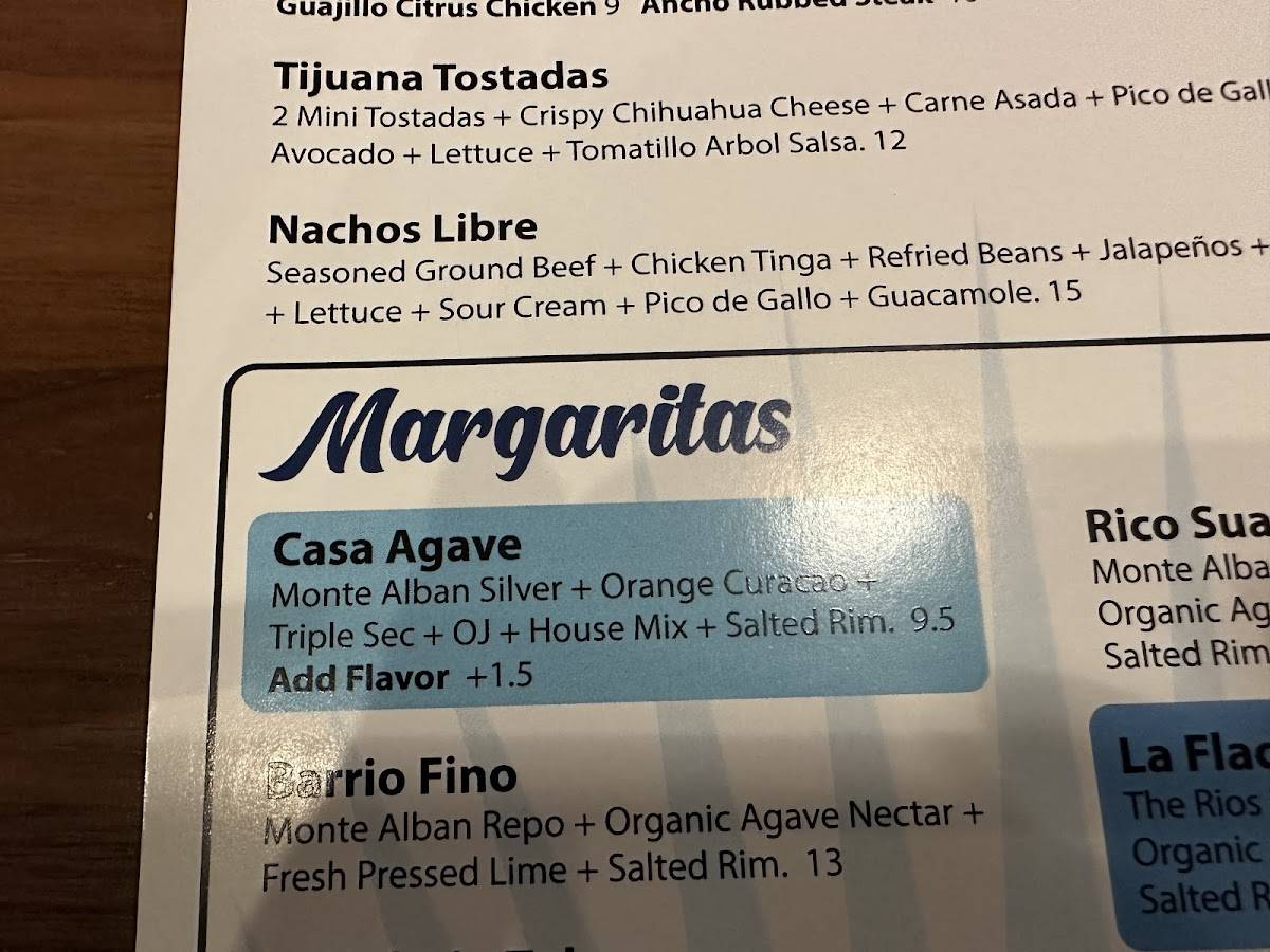 Menu at Agave Azul Kirkman restaurant, Orlando