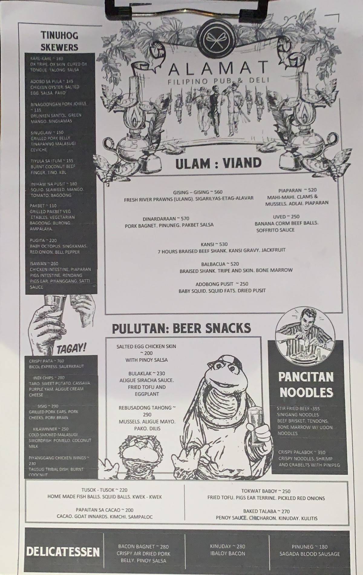 Menu at Alamat Filipino Cuisine pub & bar, Makati
