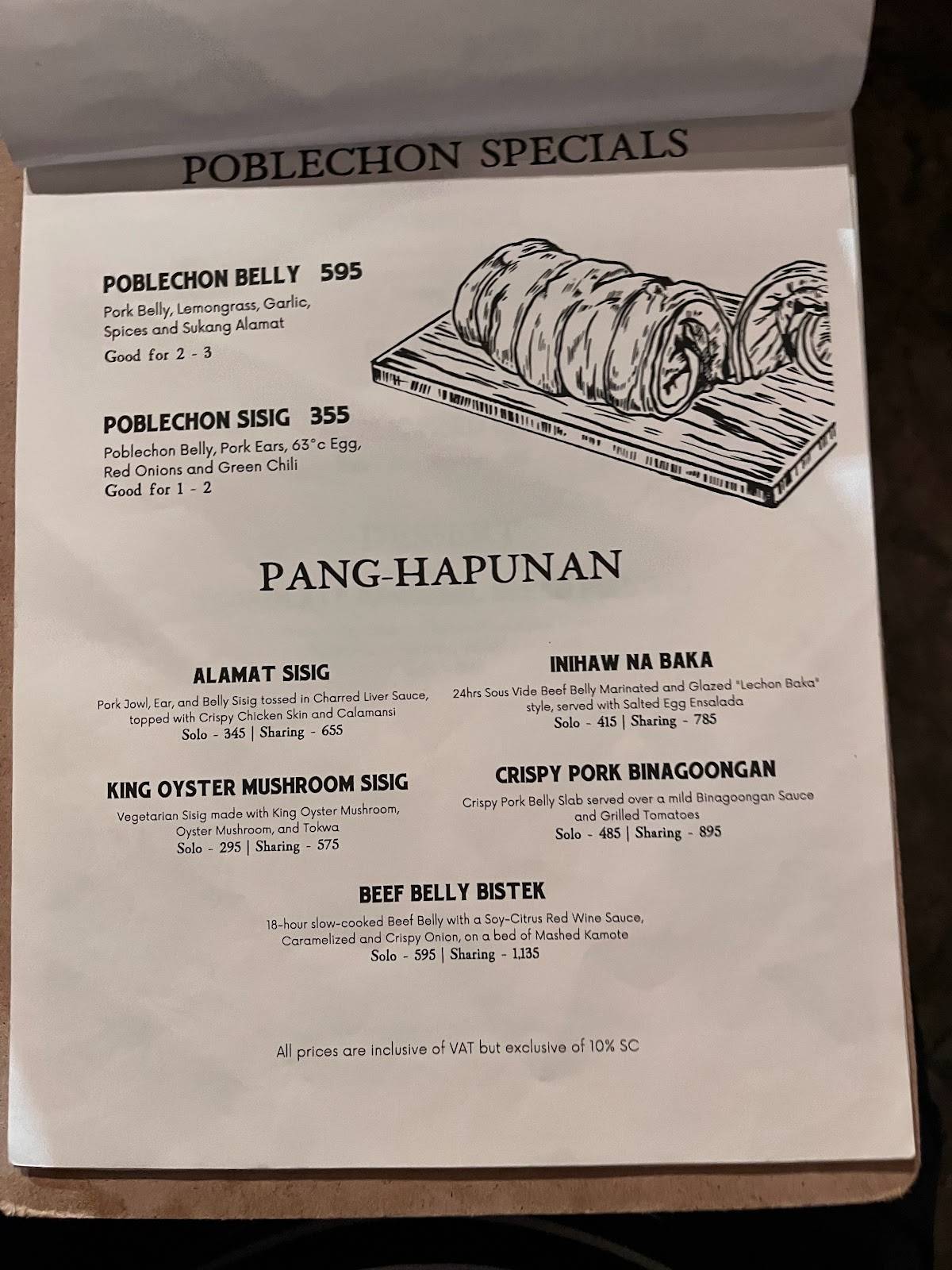 Menu at Alamat Filipino Cuisine pub & bar, Makati