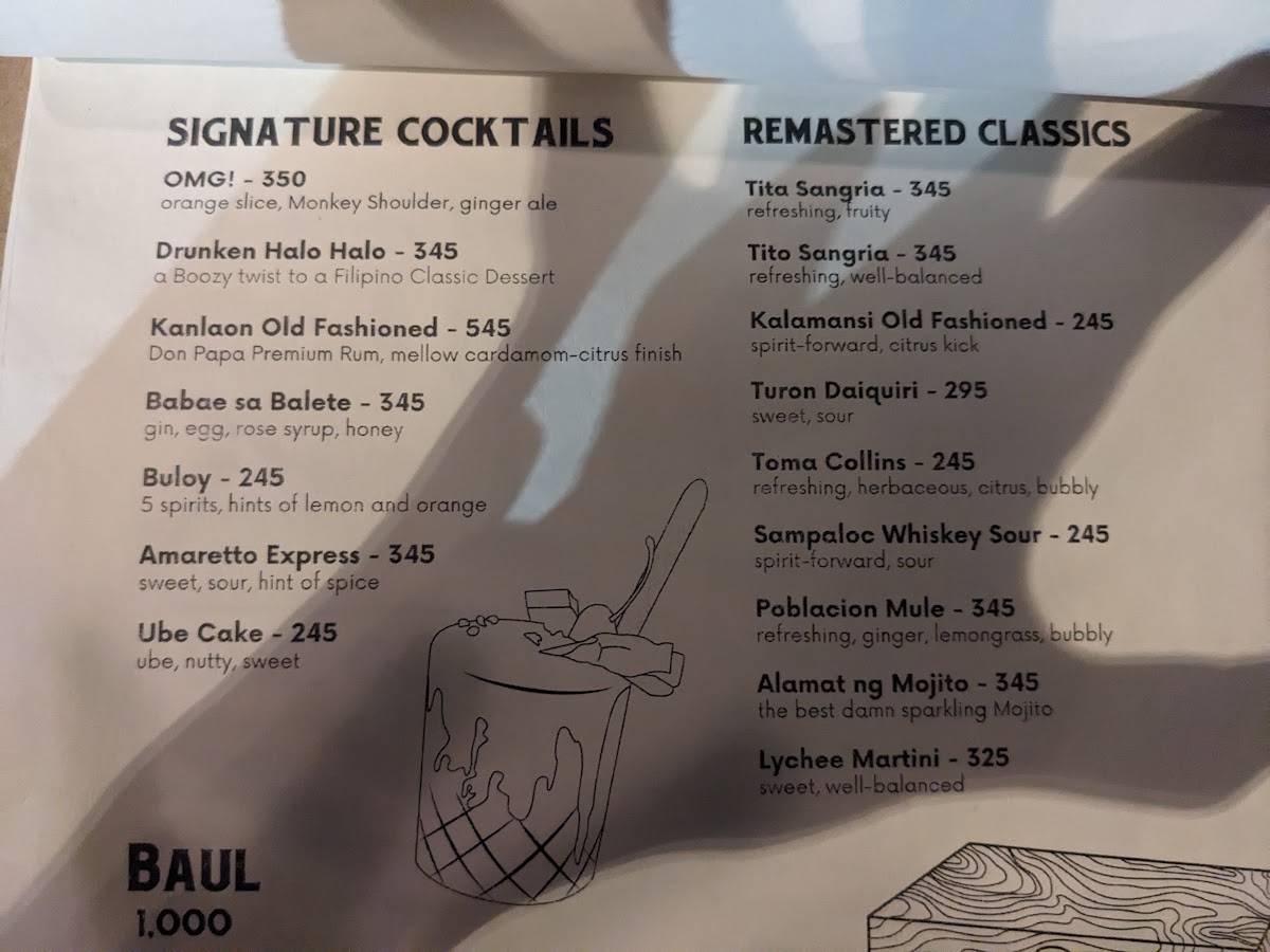Menu at Alamat Filipino Cuisine pub & bar, Makati