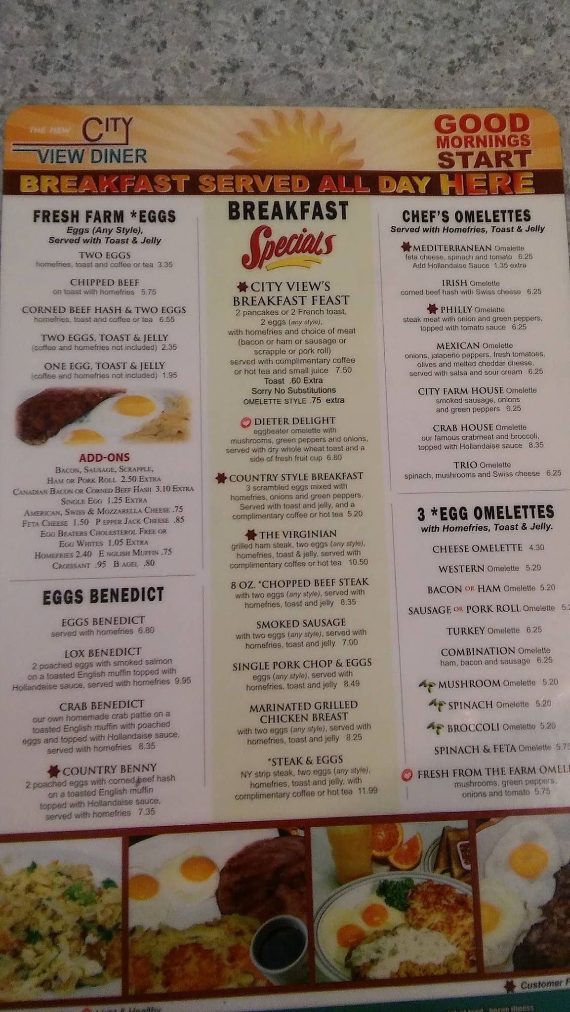 Menu at New City View Diner restaurant, Whitehall