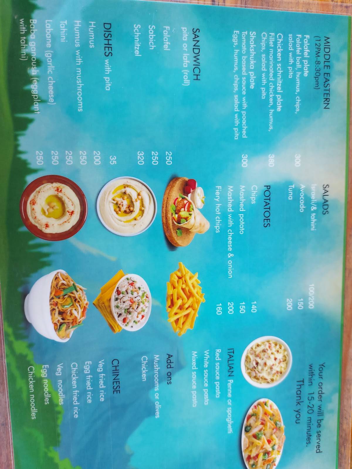 Menu at Altaf's Cafe, Kodaikanal