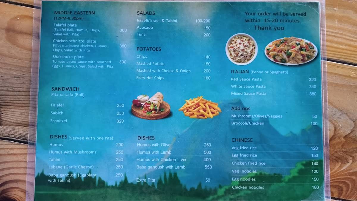 Menu at Altaf's Cafe, Kodaikanal