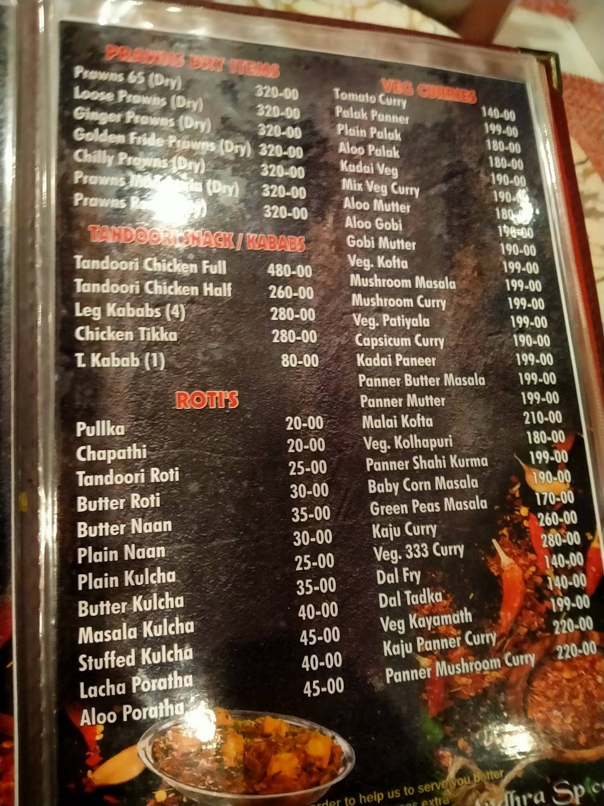 Menu at Andhra Spice Veg & Non Veg Family Restaurant, Madanapalle