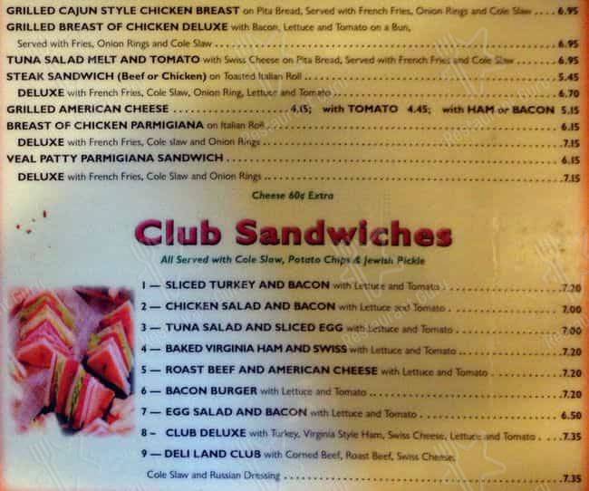 Menu at Andonios Diner restaurant, Philadelphia