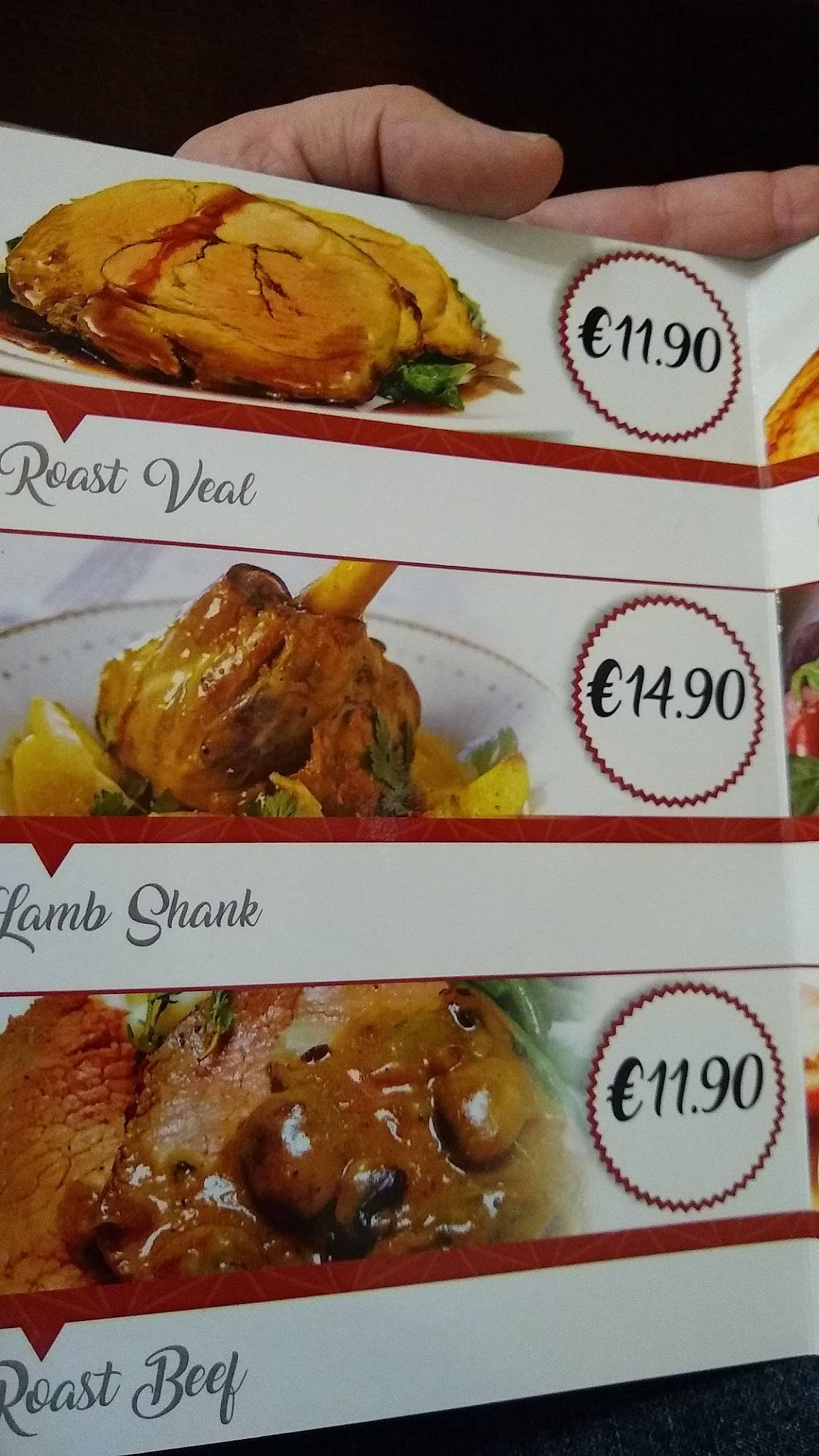 Menu at Anglo-Maltese Restaurant, Valletta
