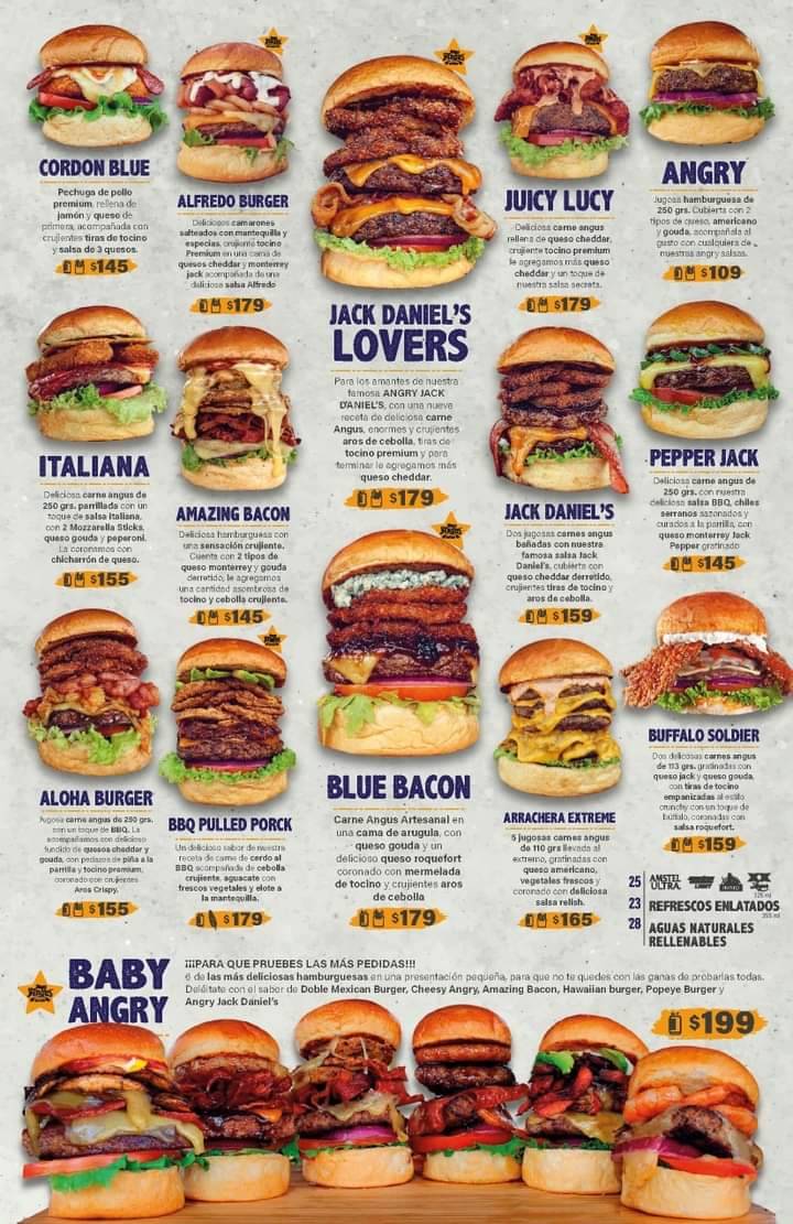 Carta del restaurante Angry Angus, Merida, Calle 18 Norte x 33 y 35 Col