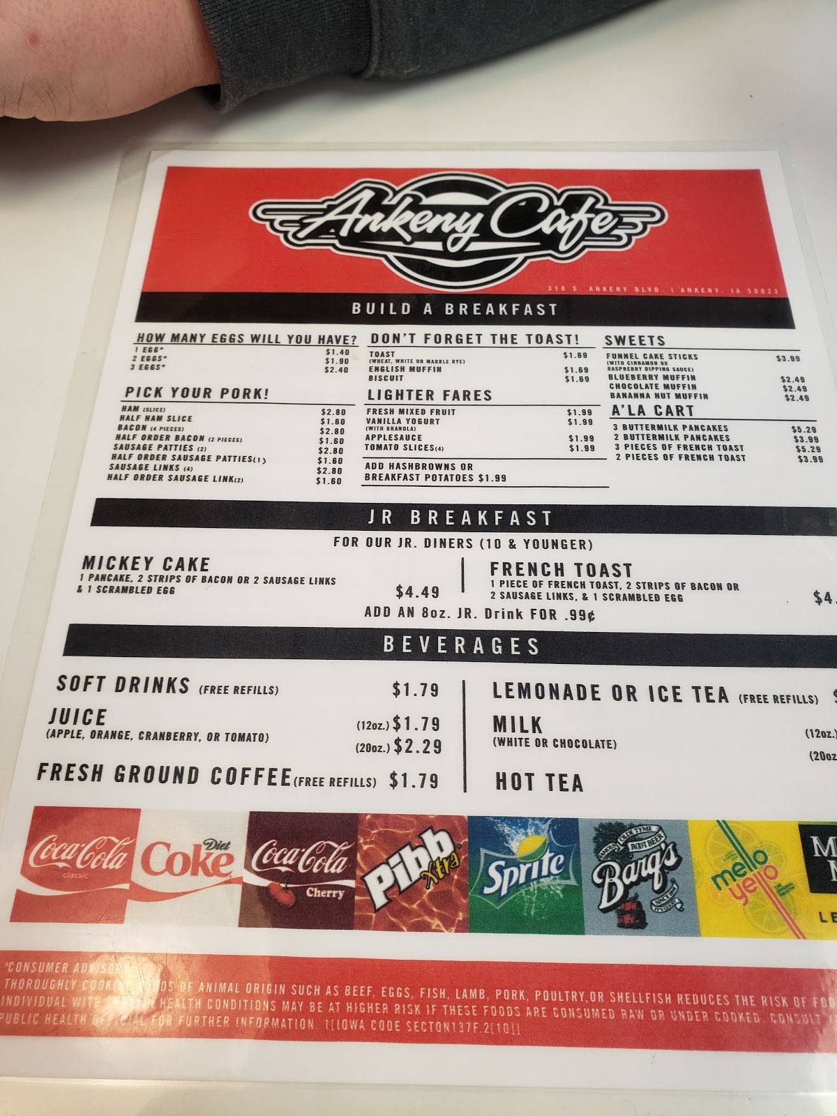 Menu at Ankeny Cafe, Ankeny