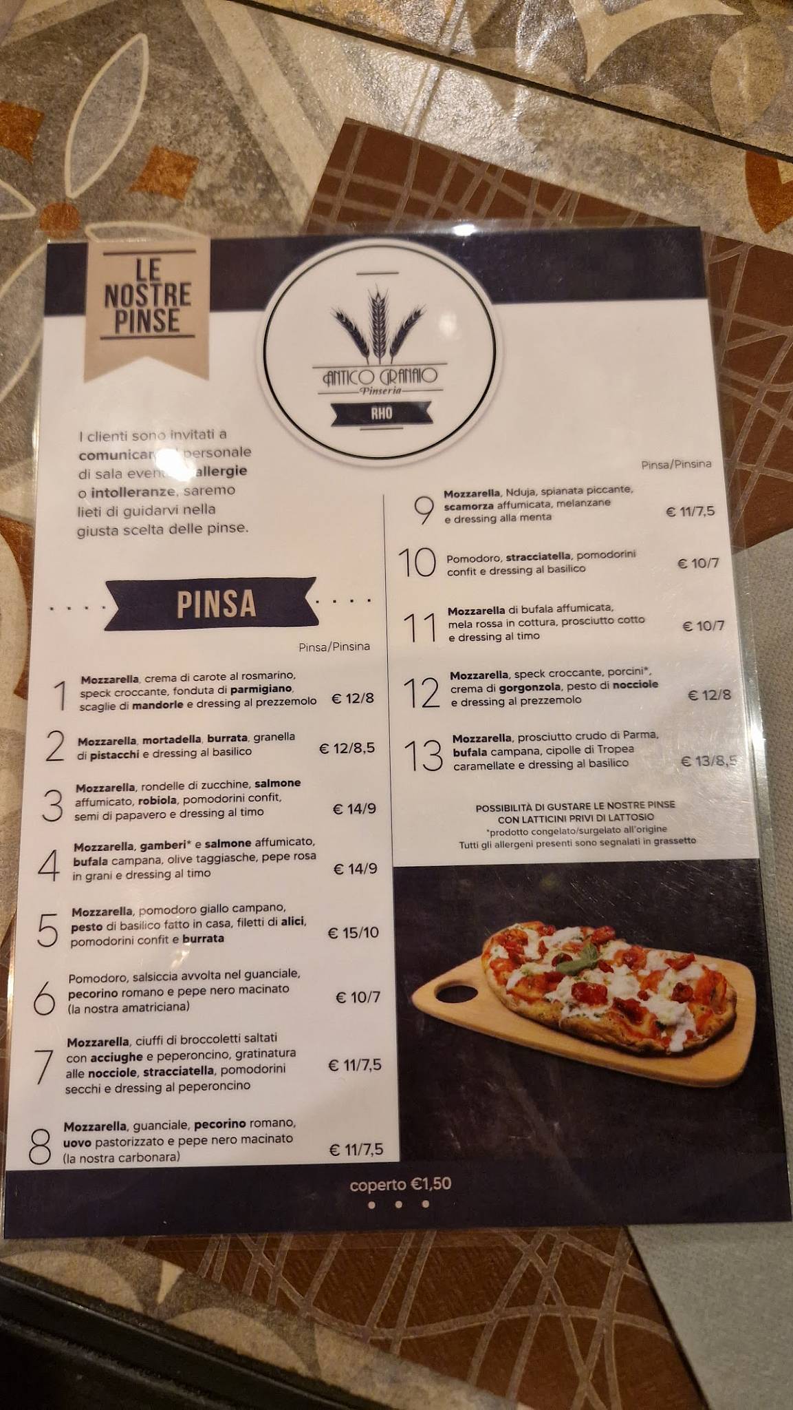 Menu da Antico Granaio La Pinseria ristorante, Rho